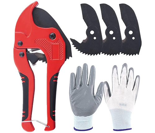 5pc Pipe and Tube Cutter Kit, includes Spare Blades and Gloves
