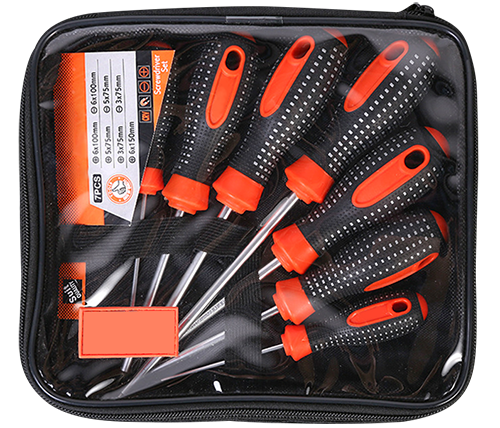 7pc Cr-V Magnetic Tipped Screwdriver Set in a Zipper Bag. Slot/Flat and ...