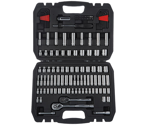 123pc 1/4, 3/8" Drive SAE & Metric Deep Socket Set including Handles ...