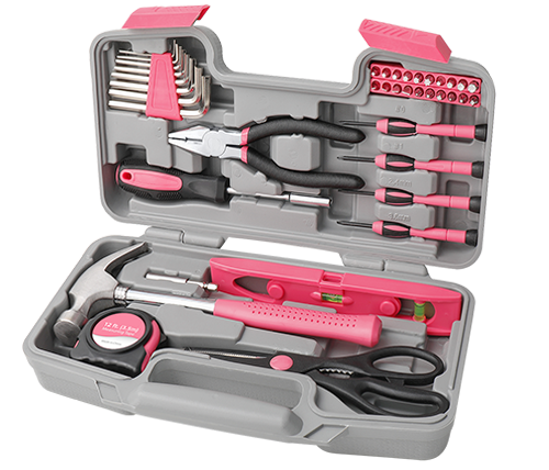 39pc Pink Compact Home DIY Hand Tool Kit Set including Precision ...
