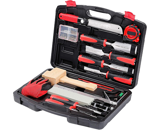 16pc Wood Chisels & Dovetail Saw Tool Kit Set. Includes a Metal Square ...