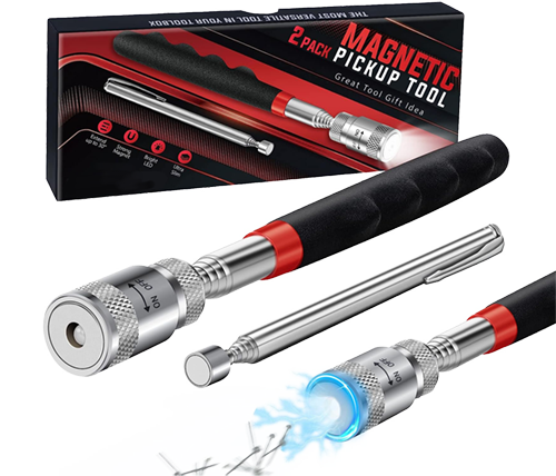 2pc Magnetic Pickup Tool Set with Built-In LED