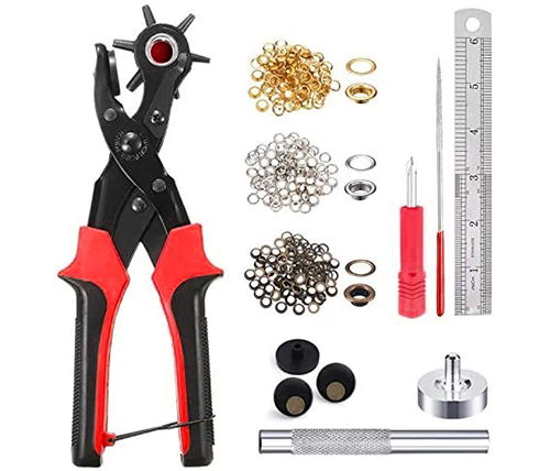8pc Multi Size Hole Punch Tool with 100pc Grommet Eyelet Set for ...
