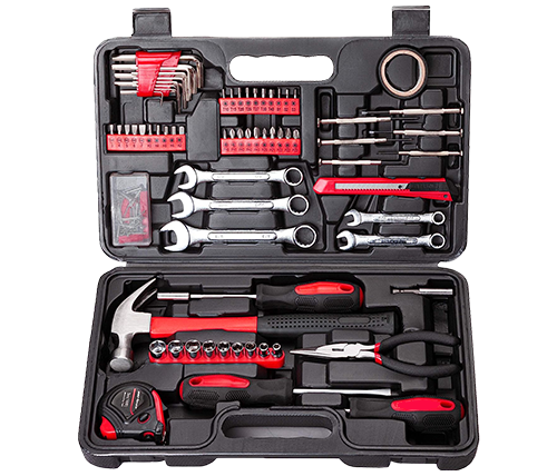 72pc Home DIY Hand Tools Kit including Combination Wrenches and Sockets