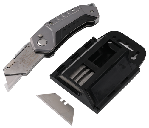 1pc Lock-back Utility Knife with 50pc Blades Dispenser