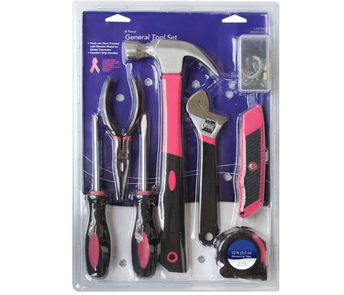 8pc Pink Home Basic DIY Hand Tool Kit Set including Long Nose Pliers ...