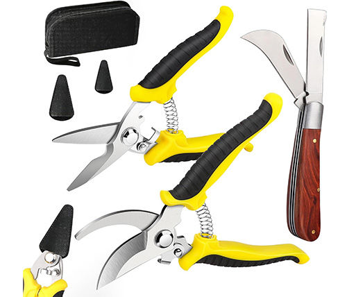 3pc Garden Pruning Shears Set, Double-Blade Grafting Knife and Trimming ...