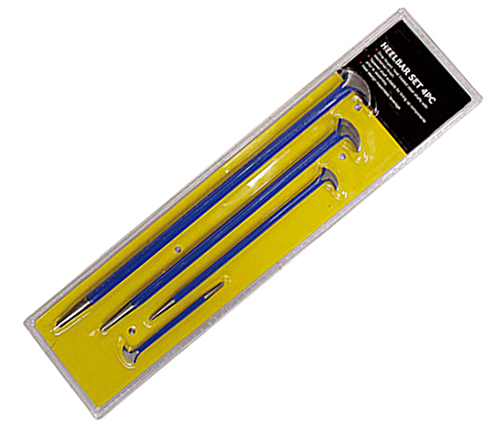 4pc Heavy Duty Pry Rolling Head Bar Set - 6", 12", 16", 20" Sizes