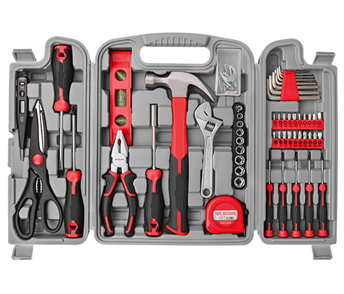 54pc Home DIY Hand Tool Kit including Sockets and Adjustable Wrench