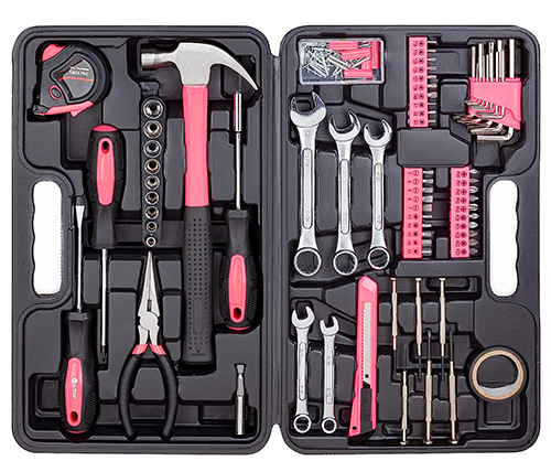 72pc Pink Home DIY Hand Tool Kit Set including Sockets, Spanners and a ...