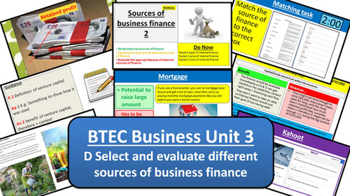 BTEC Business Unit 3 Personal and business finance - Learning aim D ...