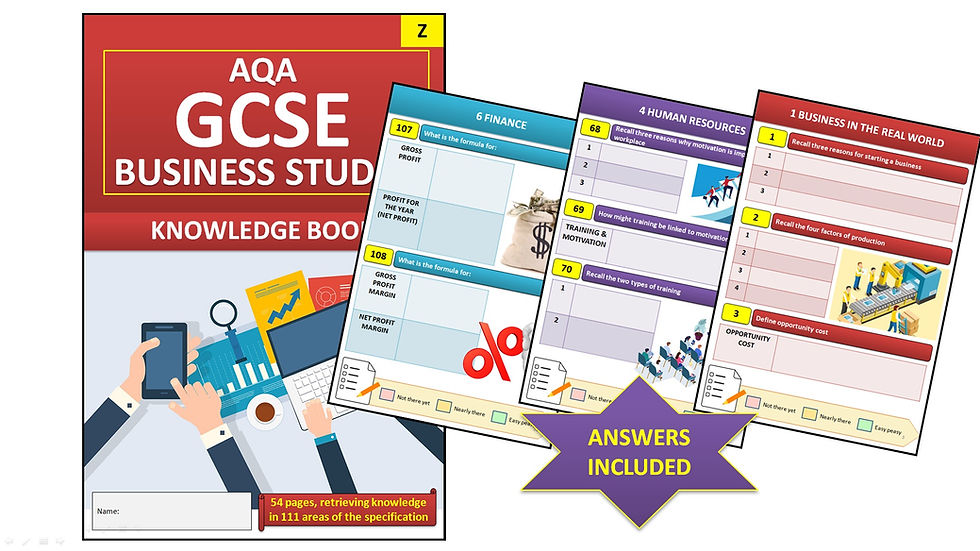 AQA GCSE Business Interactive Knowledge book | Mr. Zee's Resources