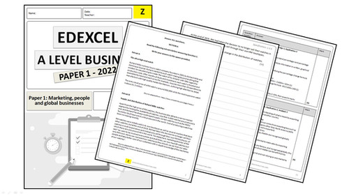 Edexcel A Level Business Paper 1 Mock Assessment | Mr. Zee's Resources