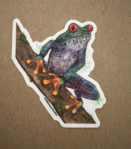 Tree Frog Vinyl Sticker, artwork by Haylee M Shoop | HMdesignStudios