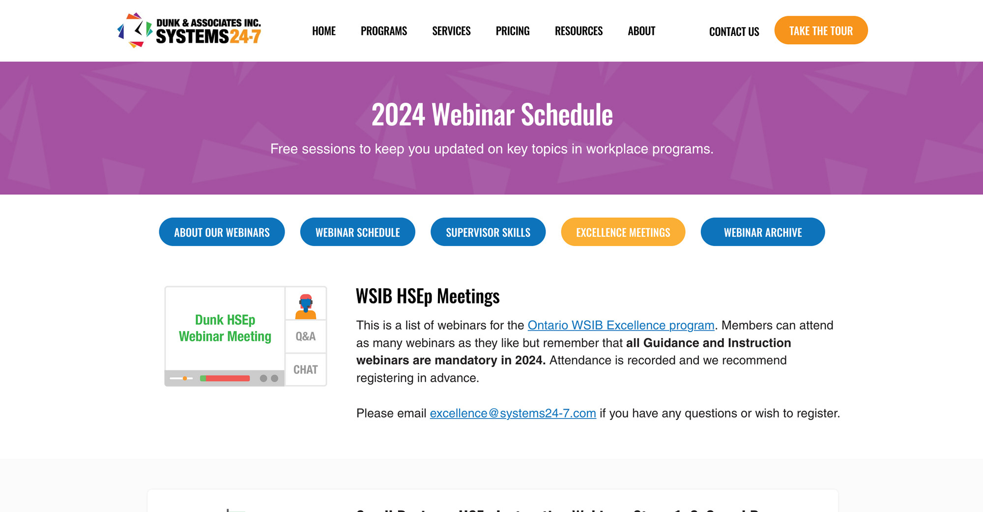 WSIB HSEp Excellence Webinar Meetings | Dunk & Associates/Systems 24-7 ...