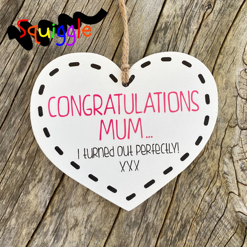Congratulations Mum - small heart | squiggle-art