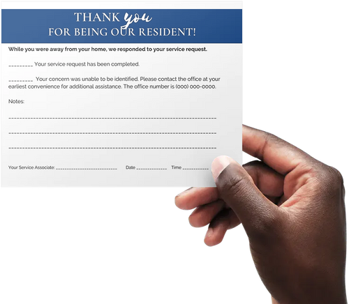 Maintenance Leave Behind/Portal Card | joneswebsite