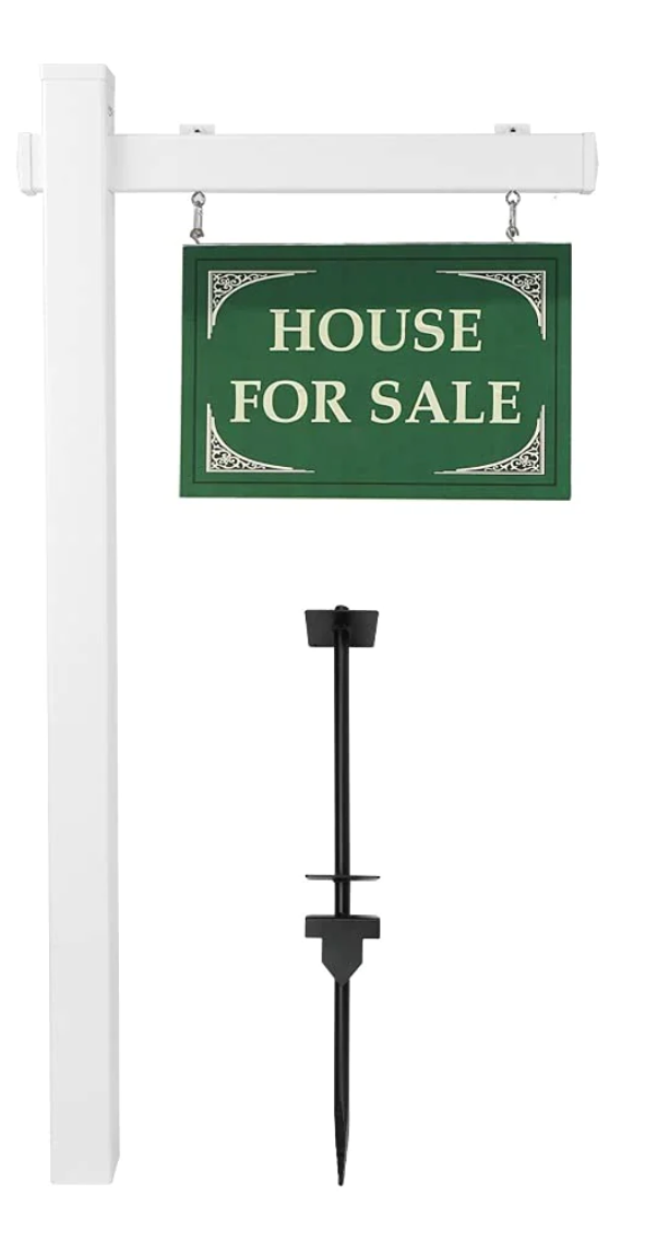 6′ White Single Arm Sign Post | Sugar Land Printing