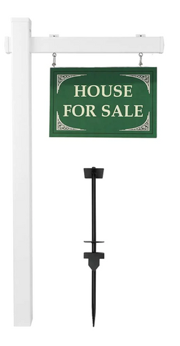 6′ White Single Arm Sign Post | Sugar Land Printing