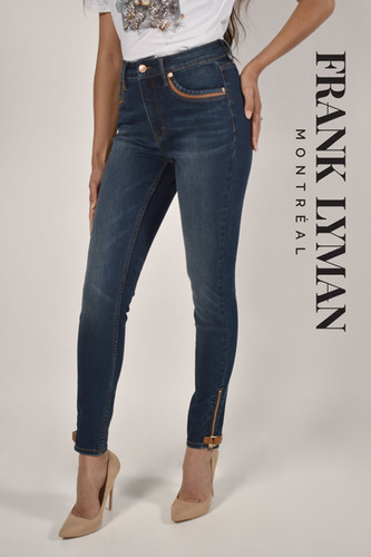 Lyman Dark Blue Denim/Tan Jeans Style 226182U | Boutique Palmy