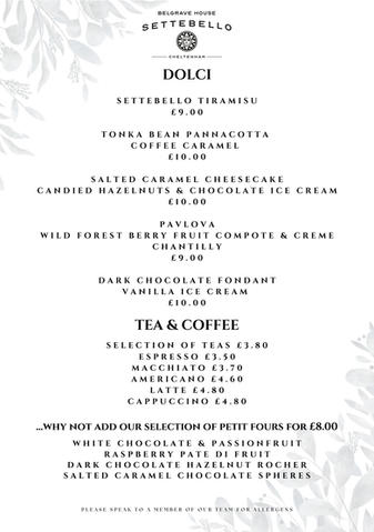 MENU | Settebello Cheltenha