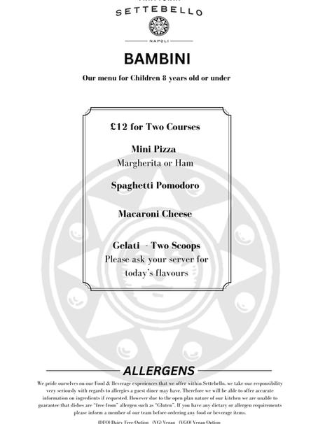 Menus | Trattoria Settebello