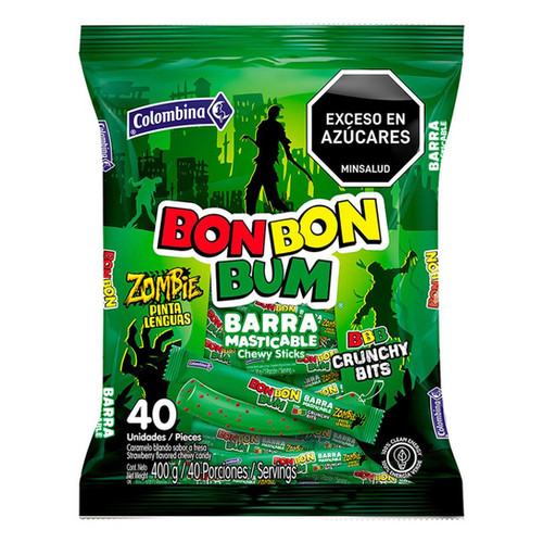 Bon Bon Bum Barra masticable Zombie x und | Candy freaks Bogota