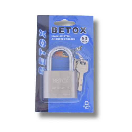 Candado con llave de seguridad cromado BETOX 50 mm | Ferretería Bahamón