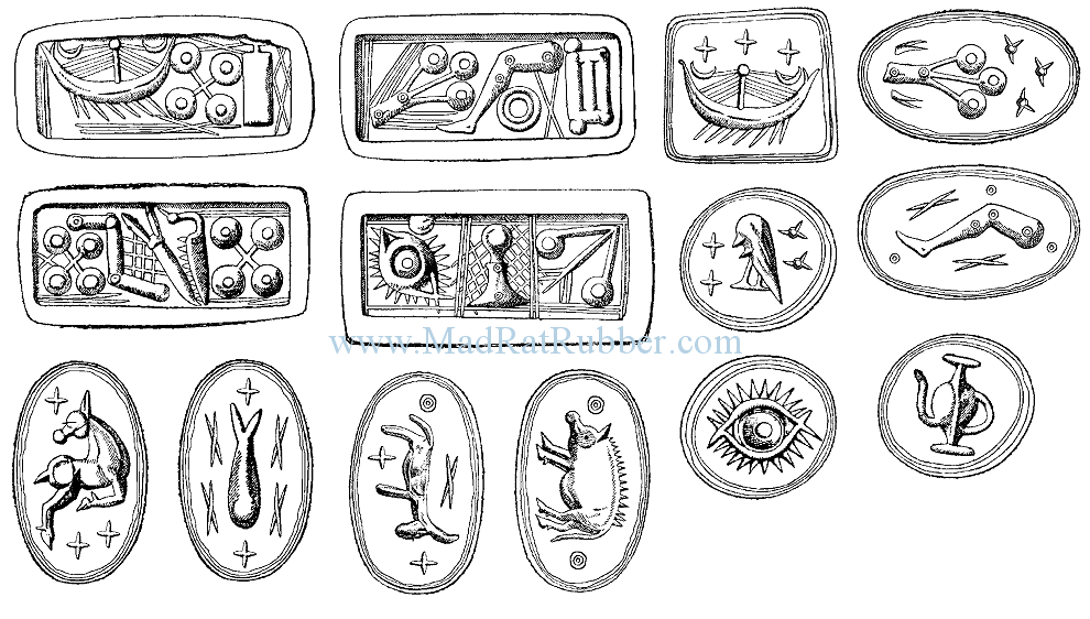 V517 Ancient Pictographs - Set of 14 | madratrubber
