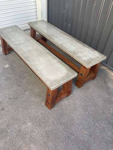 Concrete bench sets with Ironbark legs | My Site
