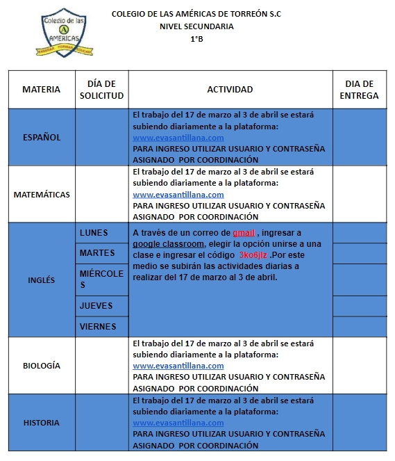 TAREAS SECUNDARIA | ColegioDeLasAmericas