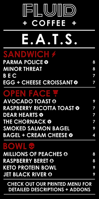 FLUID COFFEE ROASTERS | MENU