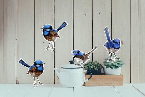 Blue Wrens Wall Sticker Set, Repositionable Peel & Stick Wall Decals ...