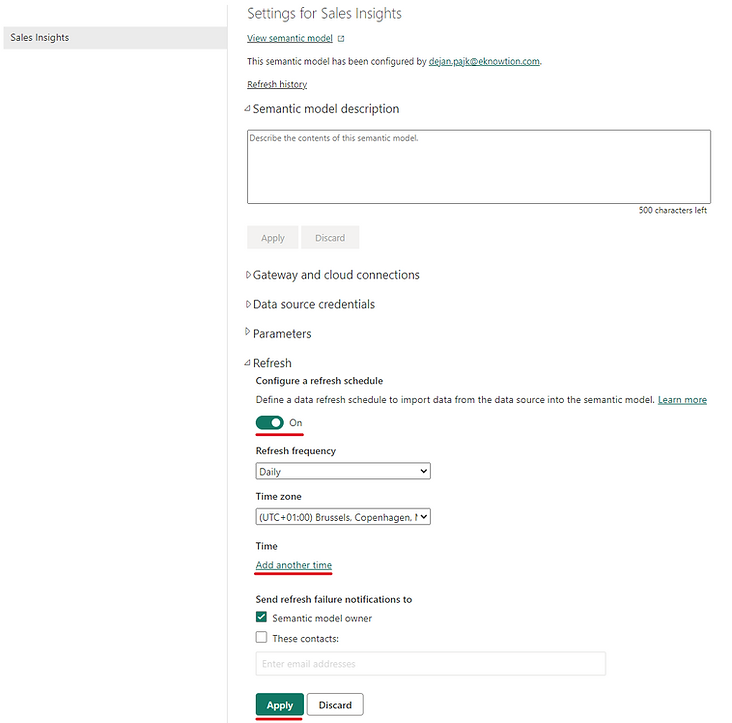 Schedule automatic data refresh