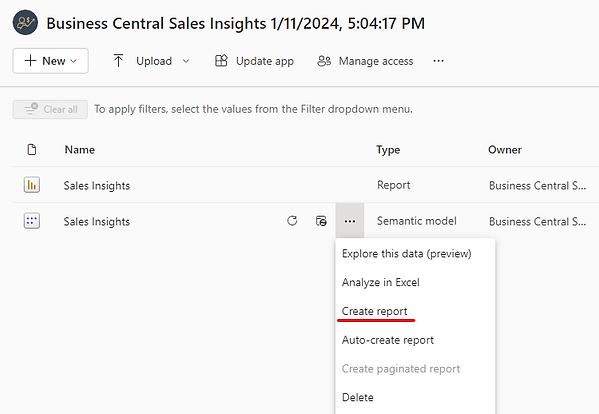 Create New Power BI Reports