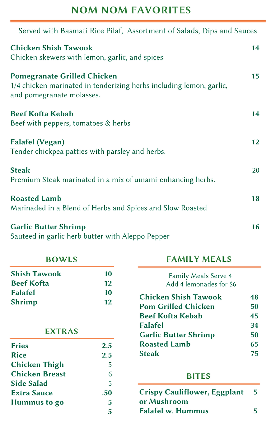 MENUS | Nom Nom Pita