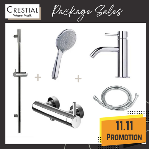 CRESTIAL Bathroom Bundle Eins+ Exposed Bath Mixer C33152W2 + Shower Bar ...