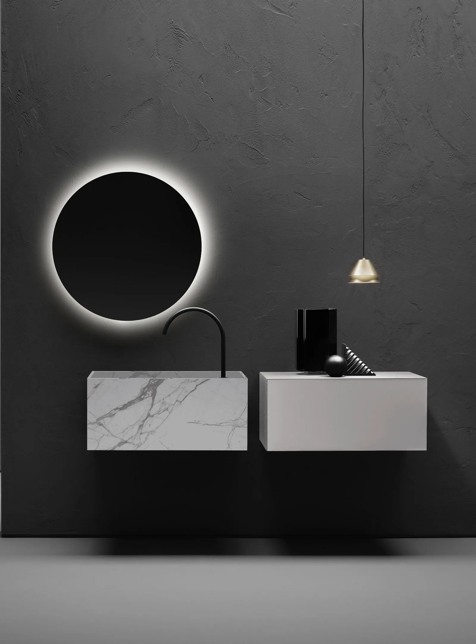 Falper Minimum Wall mounted Basin with shelf W80 x H36 x D45 cm | ferrara