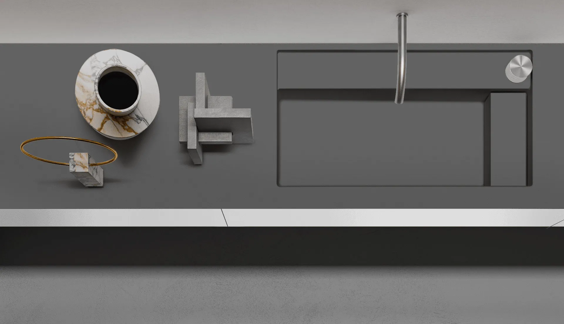 Falper Minimum Wall mounted Basin with shelf W120 x H25 x D45 cm | ferrara