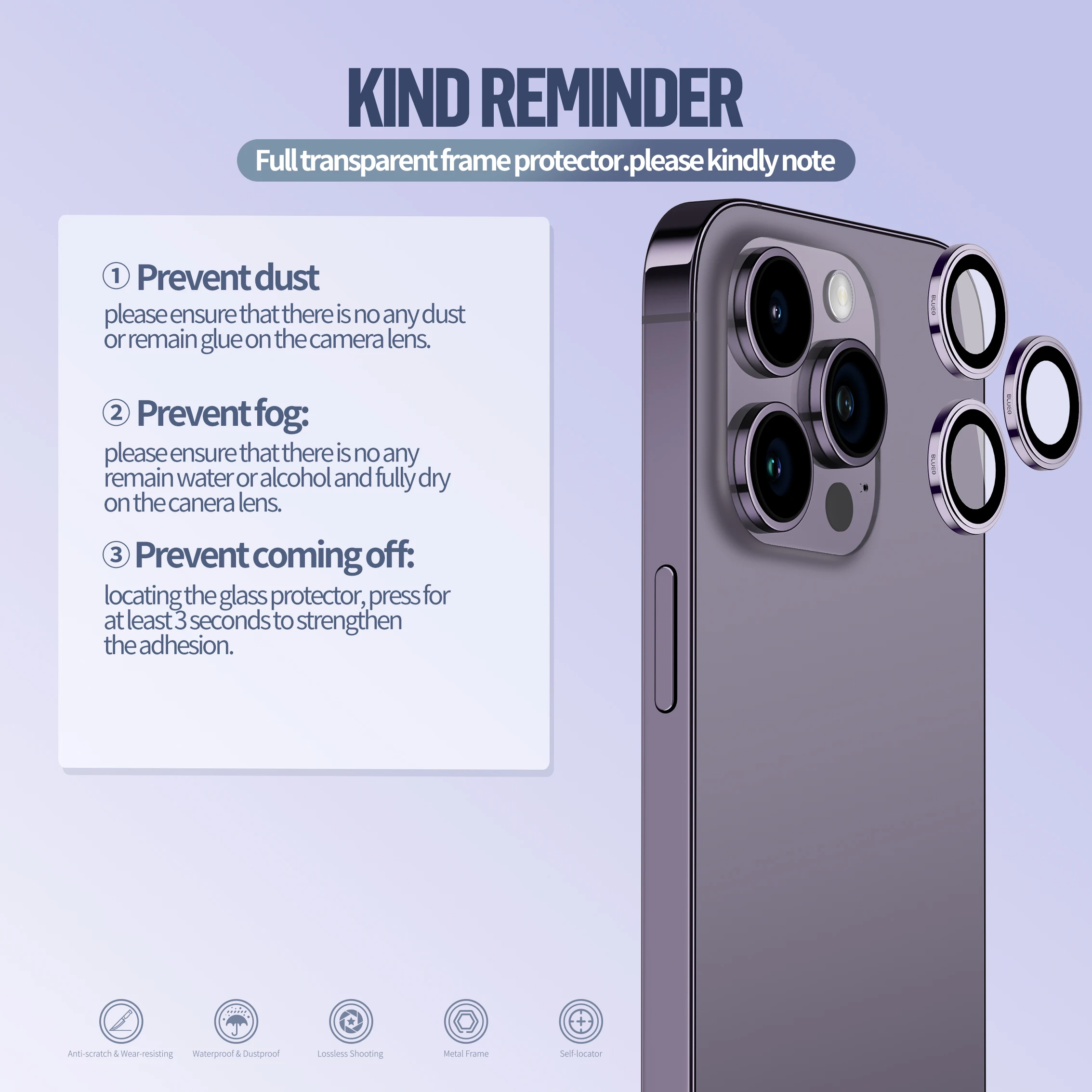 Blueo PVD Stainless Steel Camera Lens Protector for iPhone 15 Pro Max ...