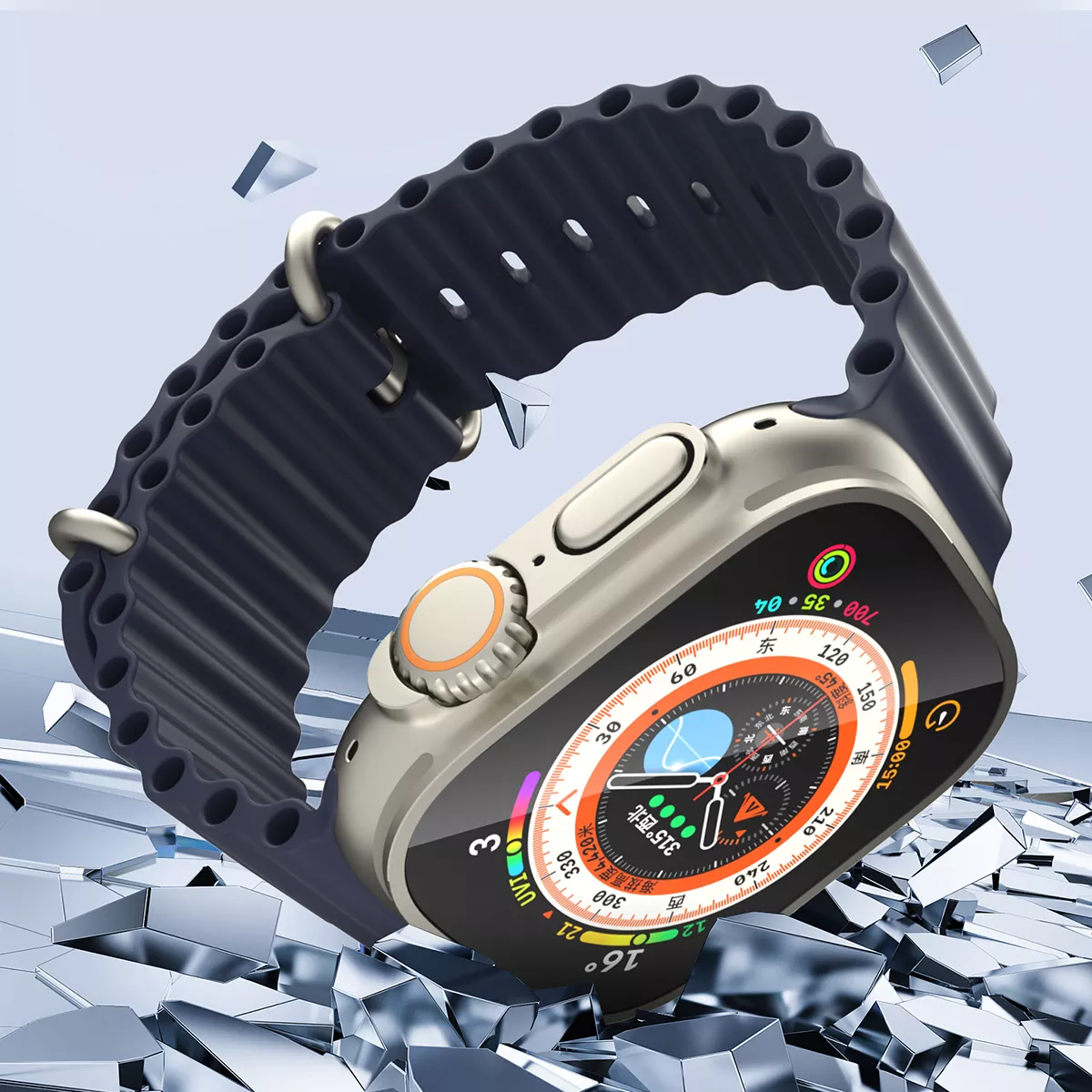 Blueo Sapphire Tempered Glass with Titanium Alloy for Apple Watch Ultra ...