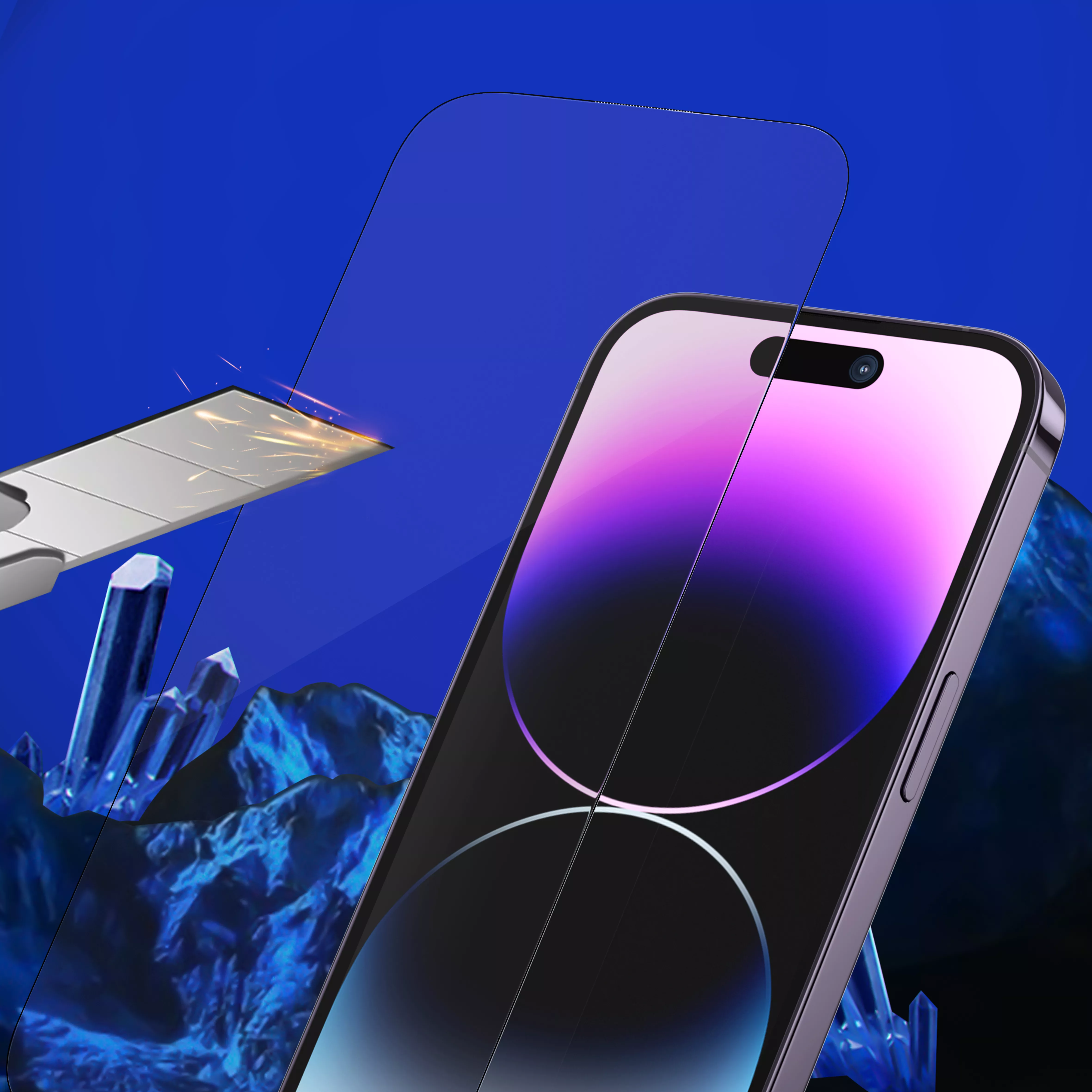 Blueo Sapphire HD Tempered Glass for iPhone 14 Pro with Applicator | Blueo