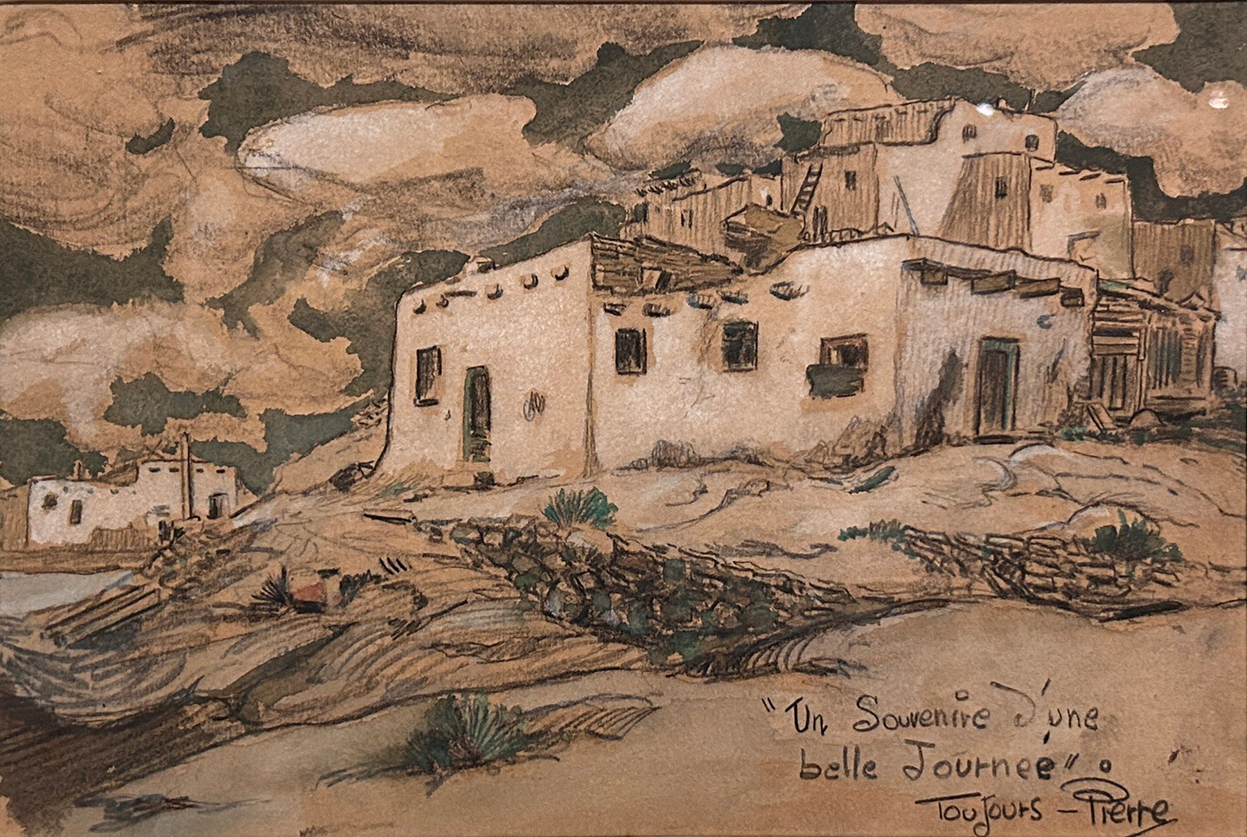 Fernand Pierre (Taos) Un Souvenive Dune belle Journee 9" x 13" gouache ...