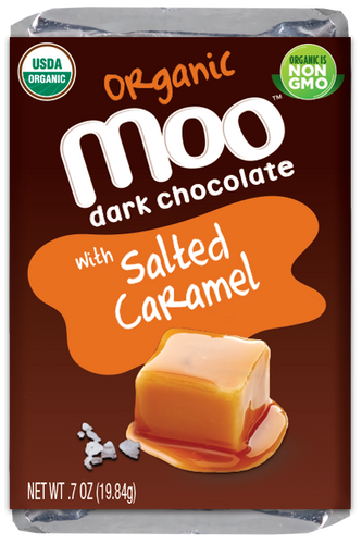Buy Organic Dark Chocolate Salted Caramel Mini Bars | Moo Chocolates | USA