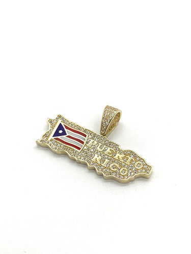 10K Puerto Rico map Pendant with CZ Diamonds | Joyeriasborroto.com