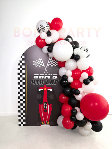 Racing Theme Birthday Backdrop + Balloons | Bond Party