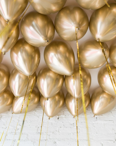 Helium Ceiling Balloons - (Gold) | Bond Party