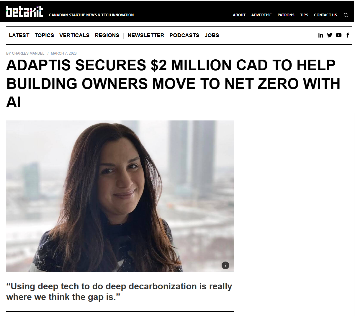 Adaptis secures $2 million CAD to help building owners move to net-zero ...