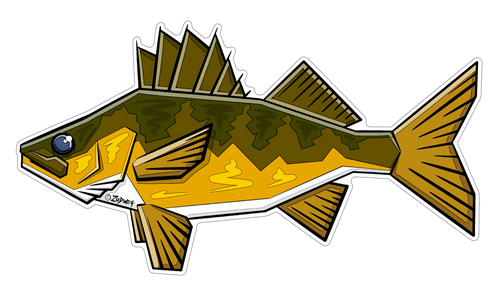 3" x 5 3/4" Cartoon Walleye | Boneyard Fly Gear