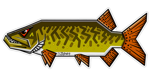 3" x 7" Cartoon Musky | Boneyard Fly Gear
